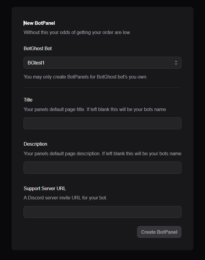 BotPanel - Create a Discord Bot Dashboard and Website without coding.